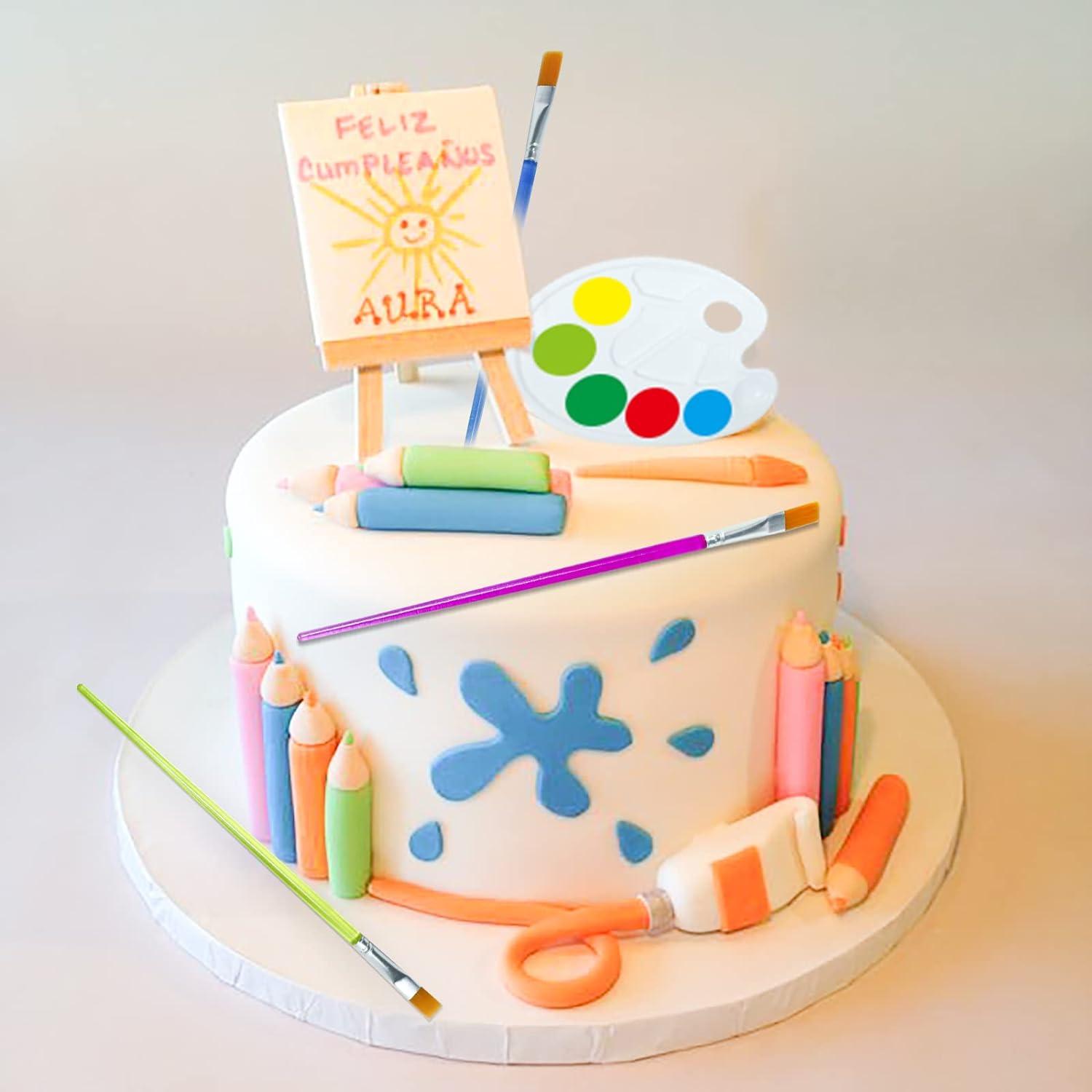 Rismise Painting Cake Topper Art Paint Cake Topper Paint Brush Canvases ...