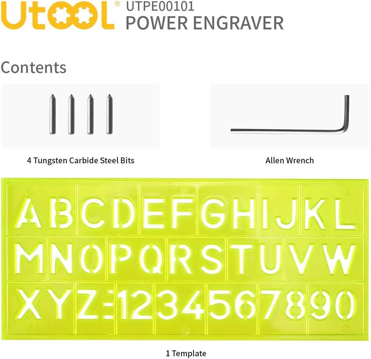 UTOOL Engraver Pen with Letter/Number Stencil 24W Handheld Etching Tool ...