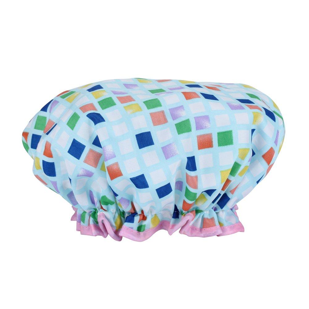 Double Waterproof Layer Shower Cap Set for Women - Blue & Pink Pack of ...