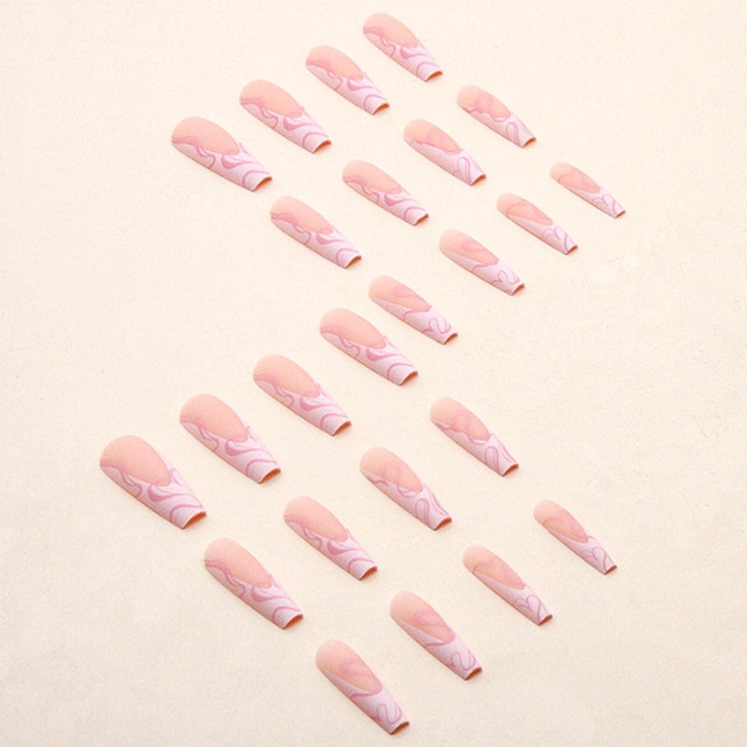 Kamize Line Pink Press on Acrylic Coffin False Nails - 24PCS | Buy Now ...
