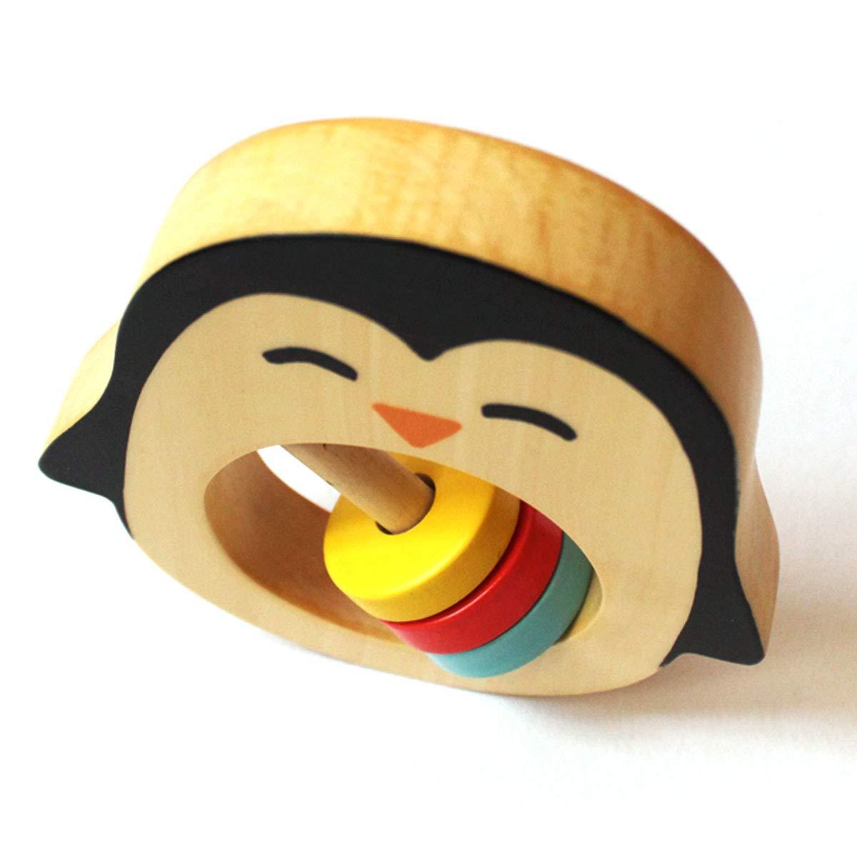 Shumee Wooden Penguin Baby Rattle Teething Toy - Animal Teether for 6 ...