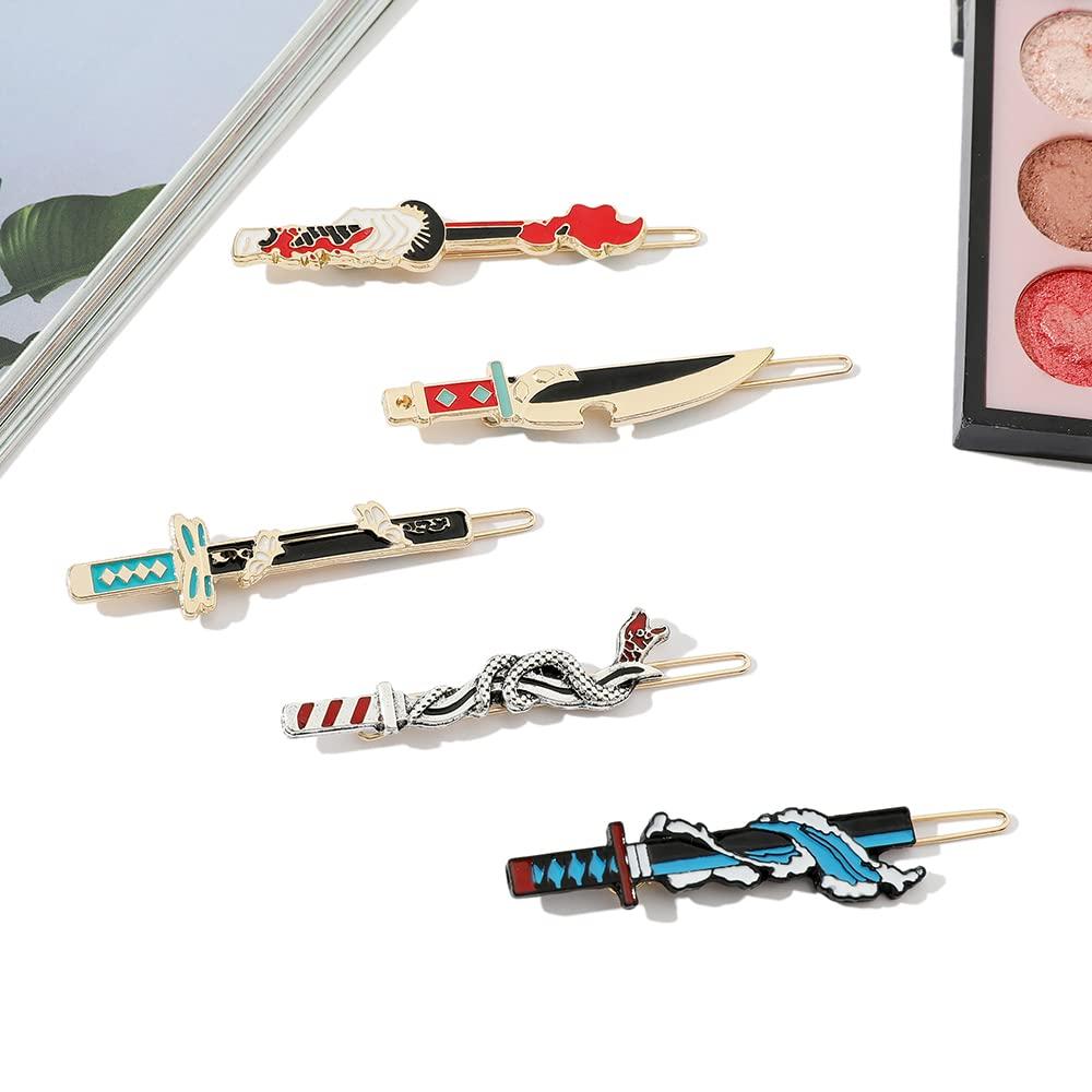 5PCS Demon Slayer Hair Clips - Anime Sword Characters Giyuu, Rengoku ...