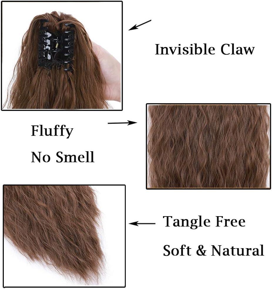 24" Corn Wave Ponytail Extension Claw Clip on Ponytails Wavy Curly Hair ...