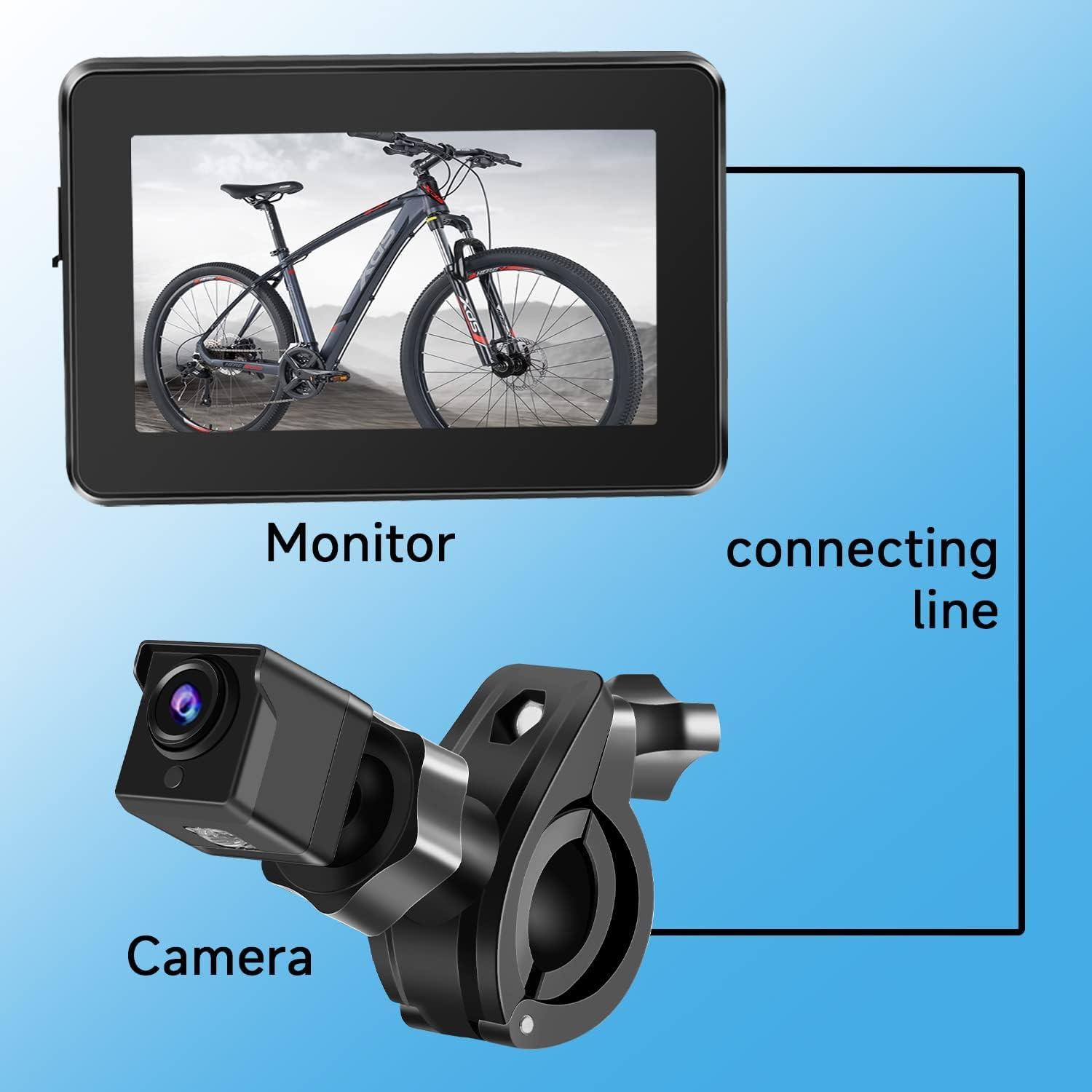 Bike Camera 1080P with 4.3 Monitor & Night Vision - Rear View Mirror ...
