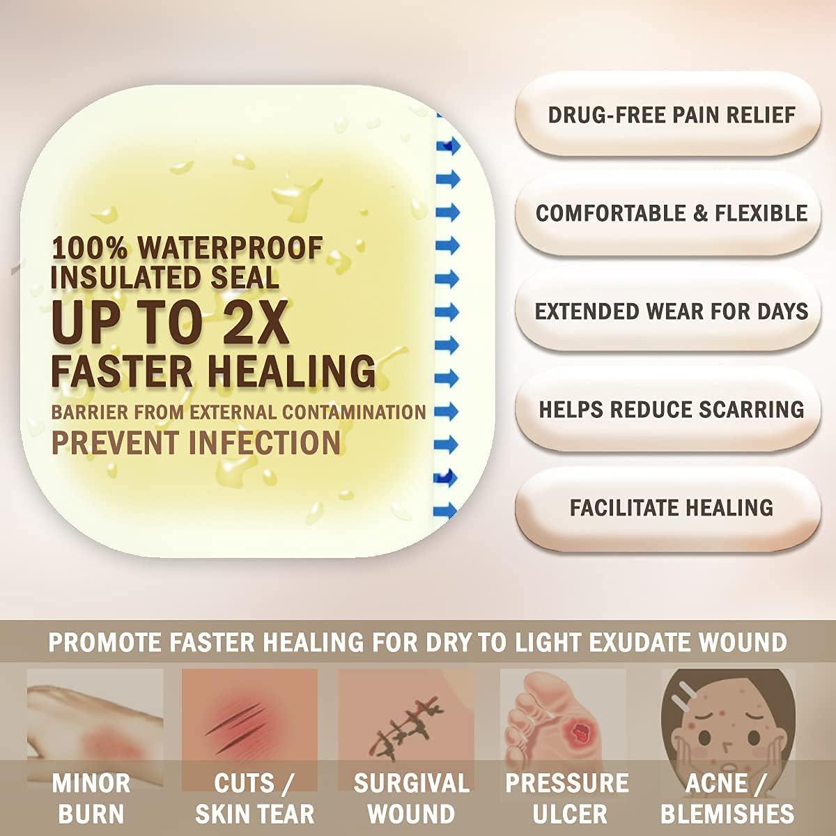 Everlit Hydrocolloid Wound Dressing 4x4 - Pack of 10 | Waterproof ...