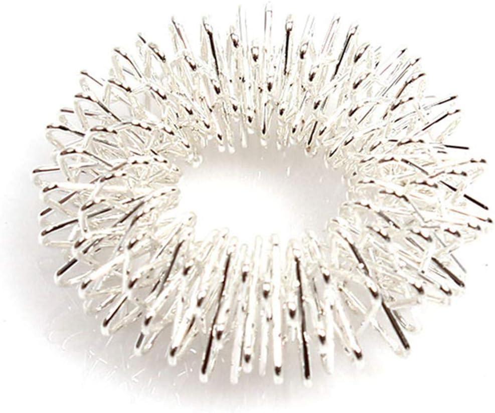 Winwinfly Acupressure Ring - Silver Finger Massage Ring for Stress ...