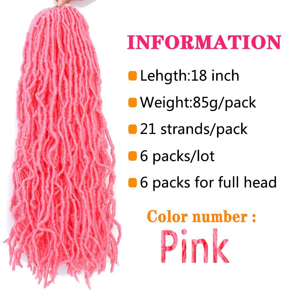 18 Inch Pink Soft Locs Crochet Hair 6 Packs - Butterfly Faux Locs Pre ...