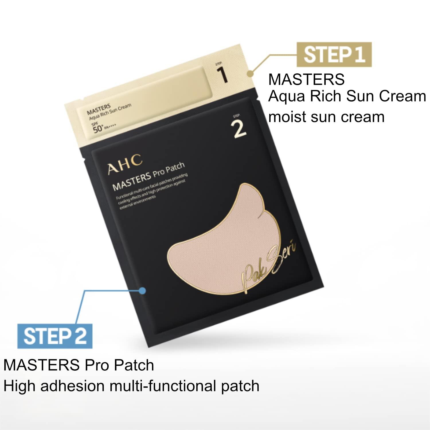 AHC MASTERS Pro Patch 2 STEP Aqua Rich Sun Cream SPF50+ PA+++ with ...