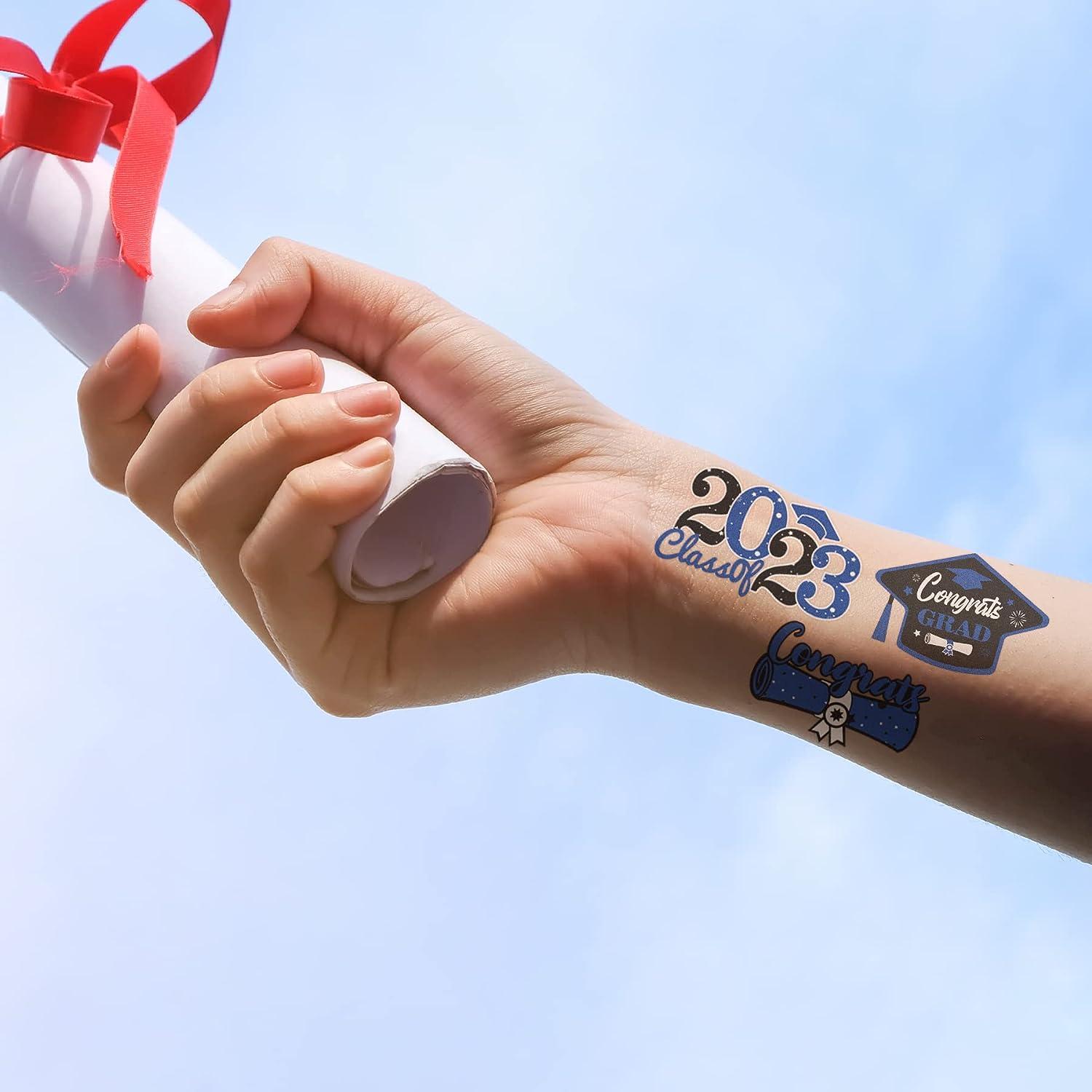24 PCS Graduation Class of 2023 Temporary Tattoos - Blue Congrats Theme ...