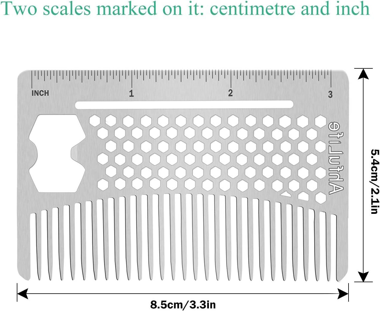 AhfuLife Metal Hair&Beard Comb - Credit Card Size, Anti-Static Dual ...