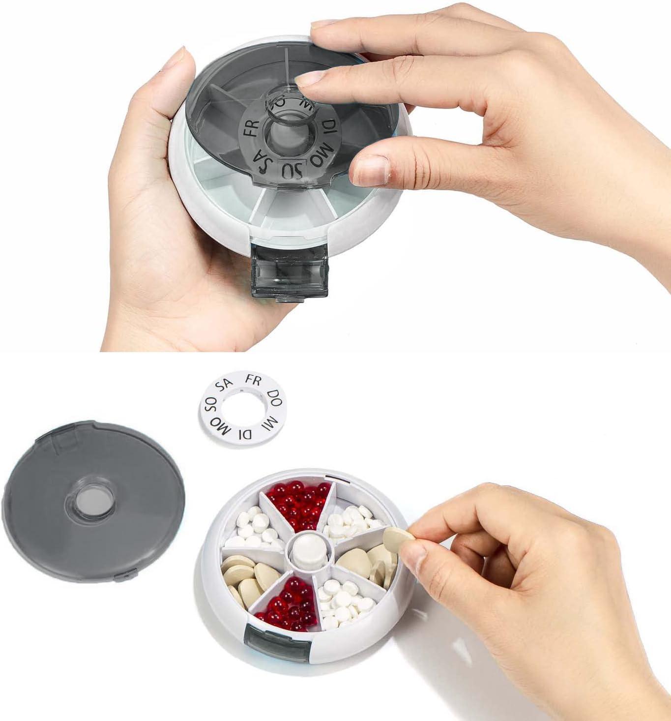 Buy Kafeiya Round Pill Box - Portable 7-Day Medication Organizer Small ...