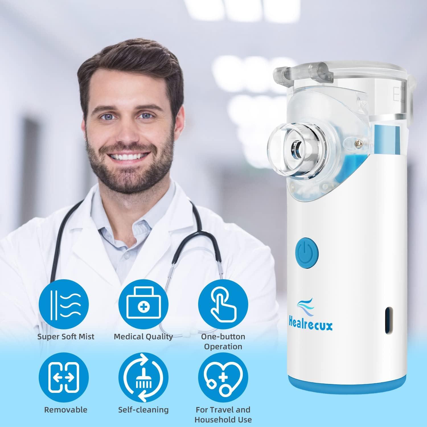 Healrecux Portable Mesh Nebulizer for Adults and Kids - Cool Mist, Two ...