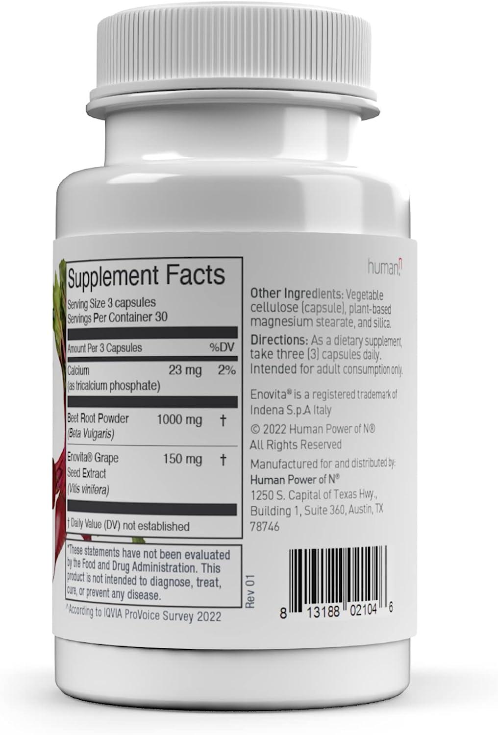 humanN SuperBeets Beet Root Capsules 1000mg - Nitric Oxide Boost, Blood ...