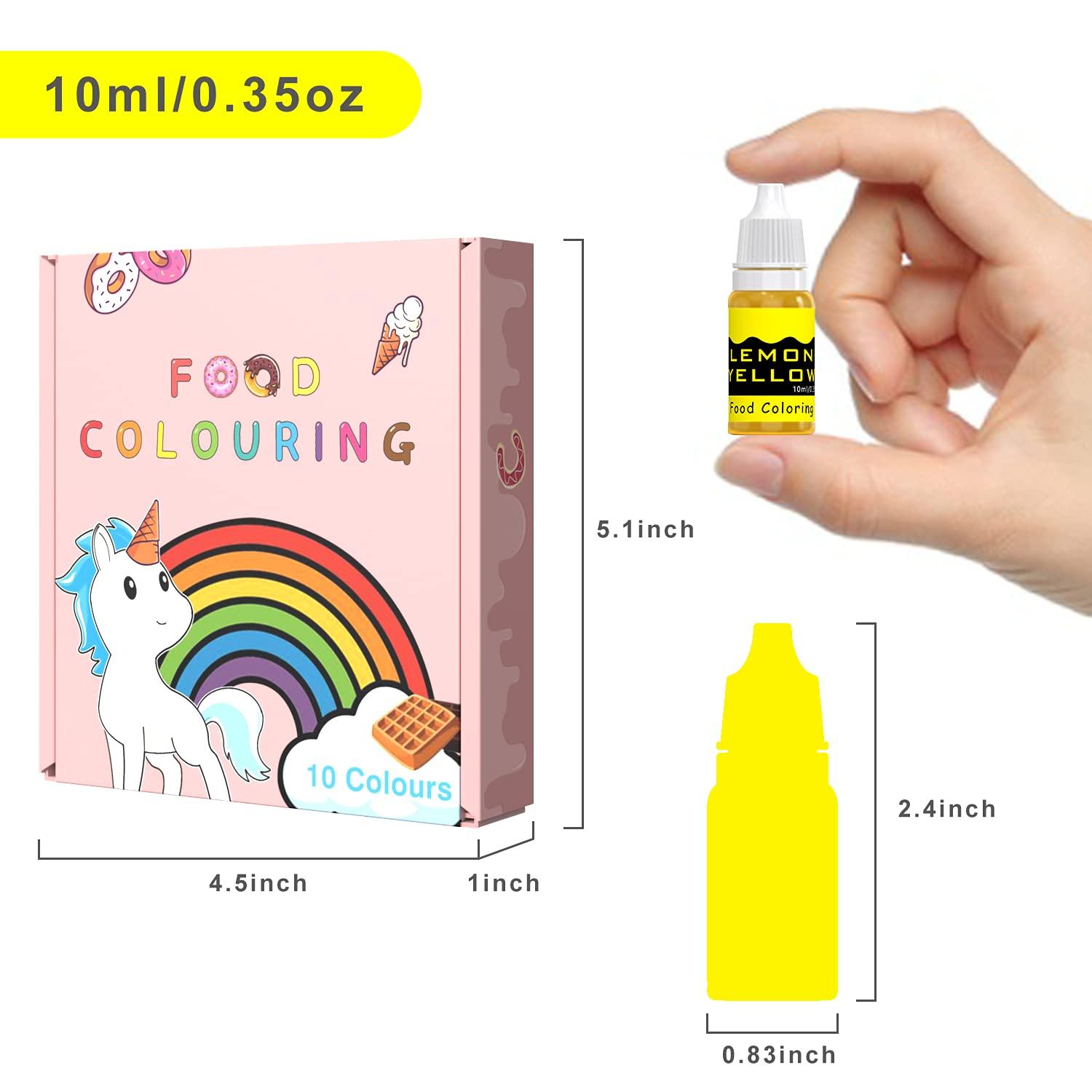 Vibrant Rainbow Food Color Set - 10ml x 10 Concentrated Liquid Dyes for ...