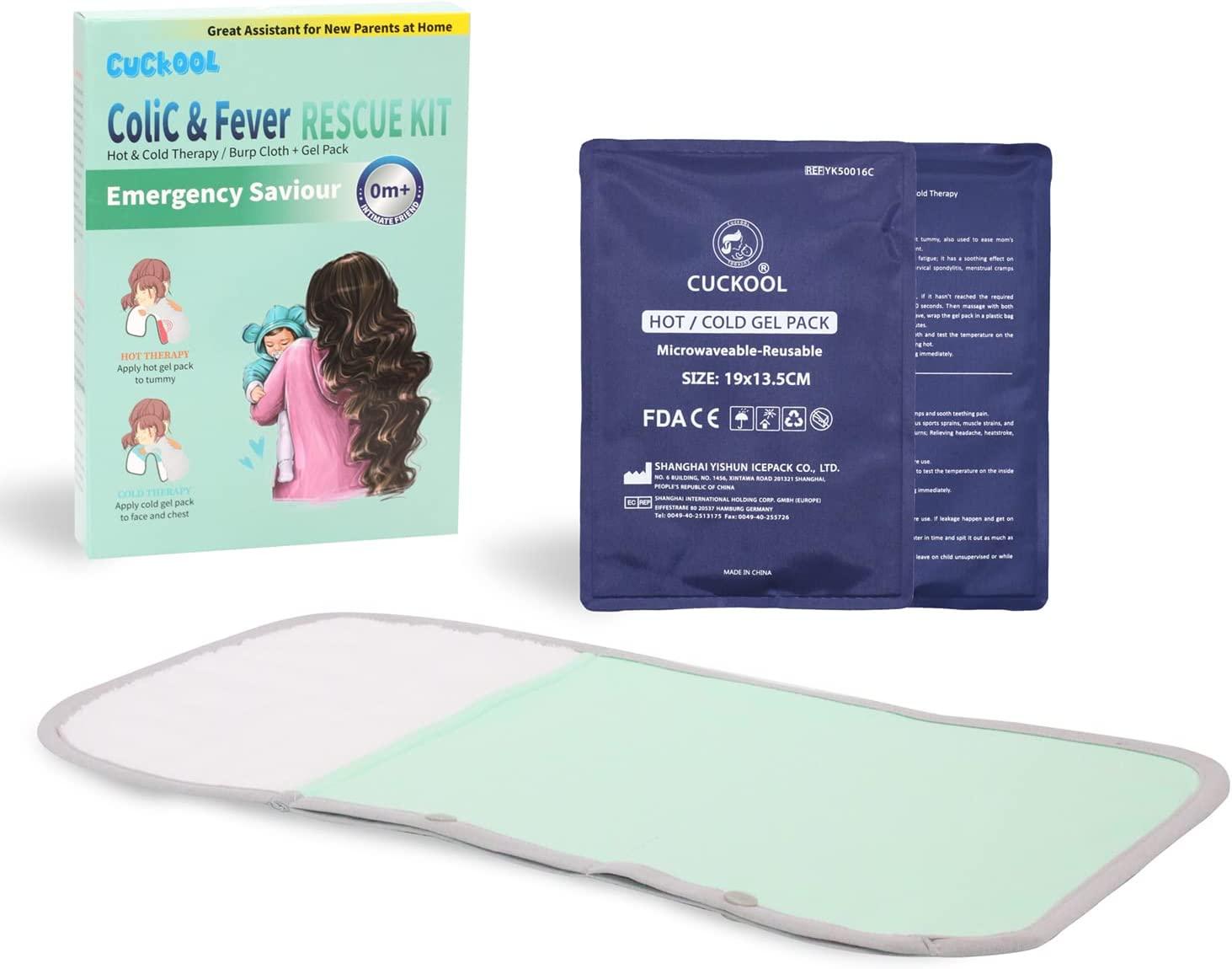 CUCKOOL Colic & Fever Rescue Kit with Hot/Cold Therapy Burp Cloths - 1 ...