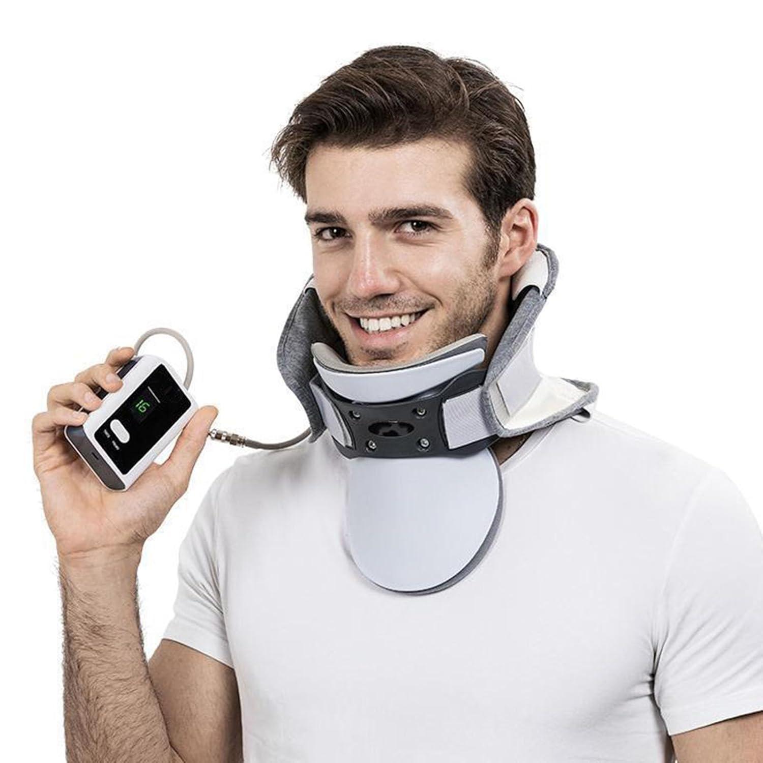 Flatible Neck Traction Device - Adjustable Air Pump Neck Extension ...