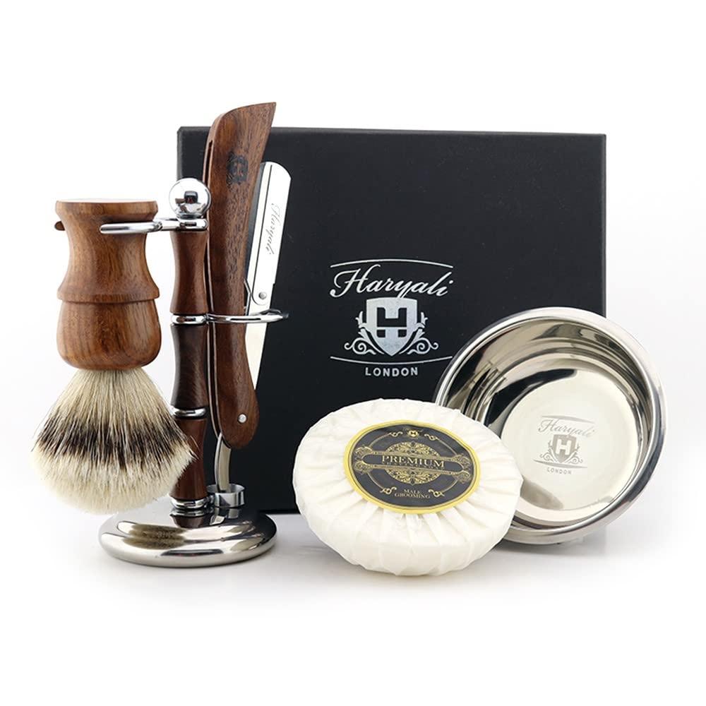 Sustainable 5-Piece Wooden Shaving Set | Silvertip Badger Brush | Eco ...