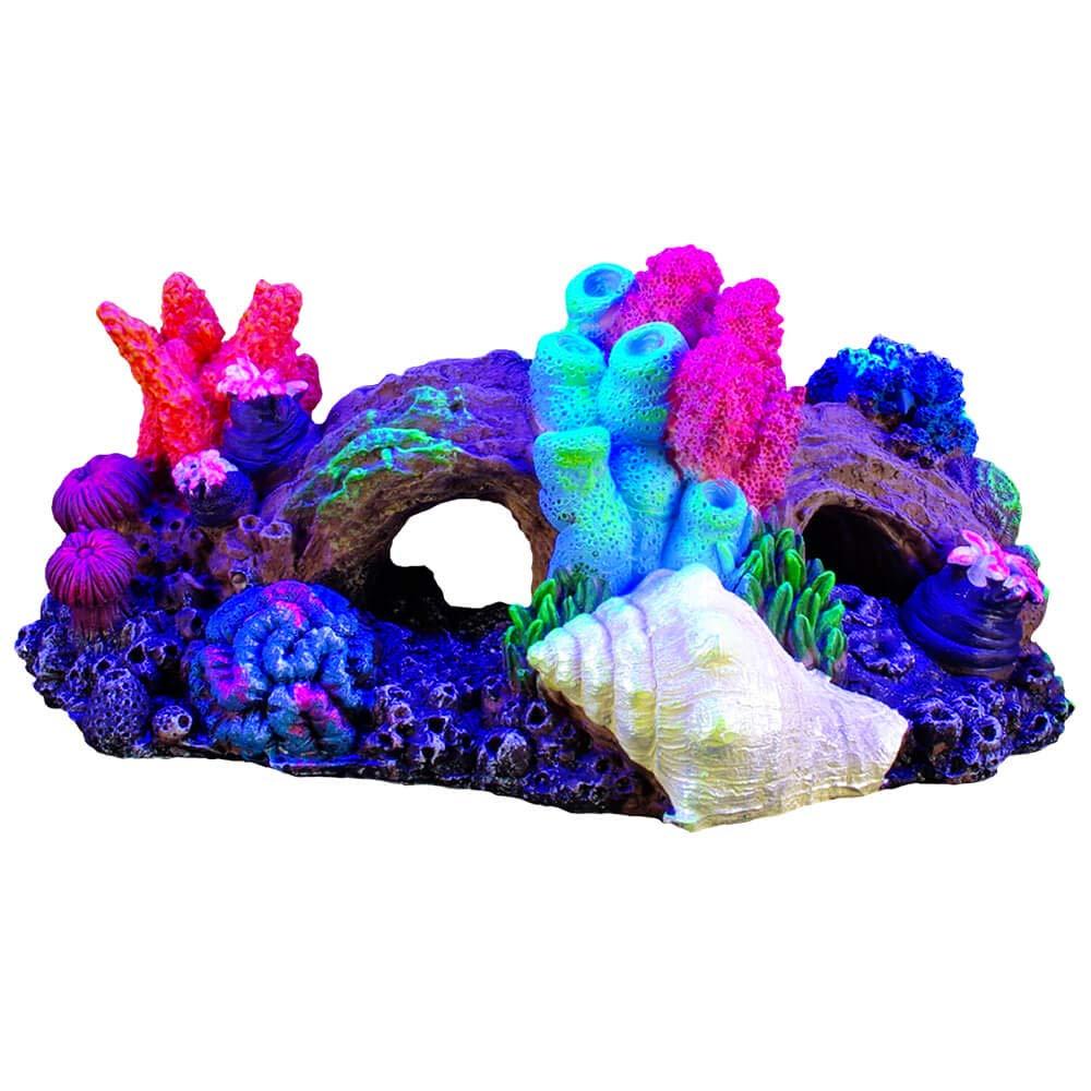 Marina iGlo Coral Reef 4" Aquarium Decoration Fish Hide - Glows Under ...