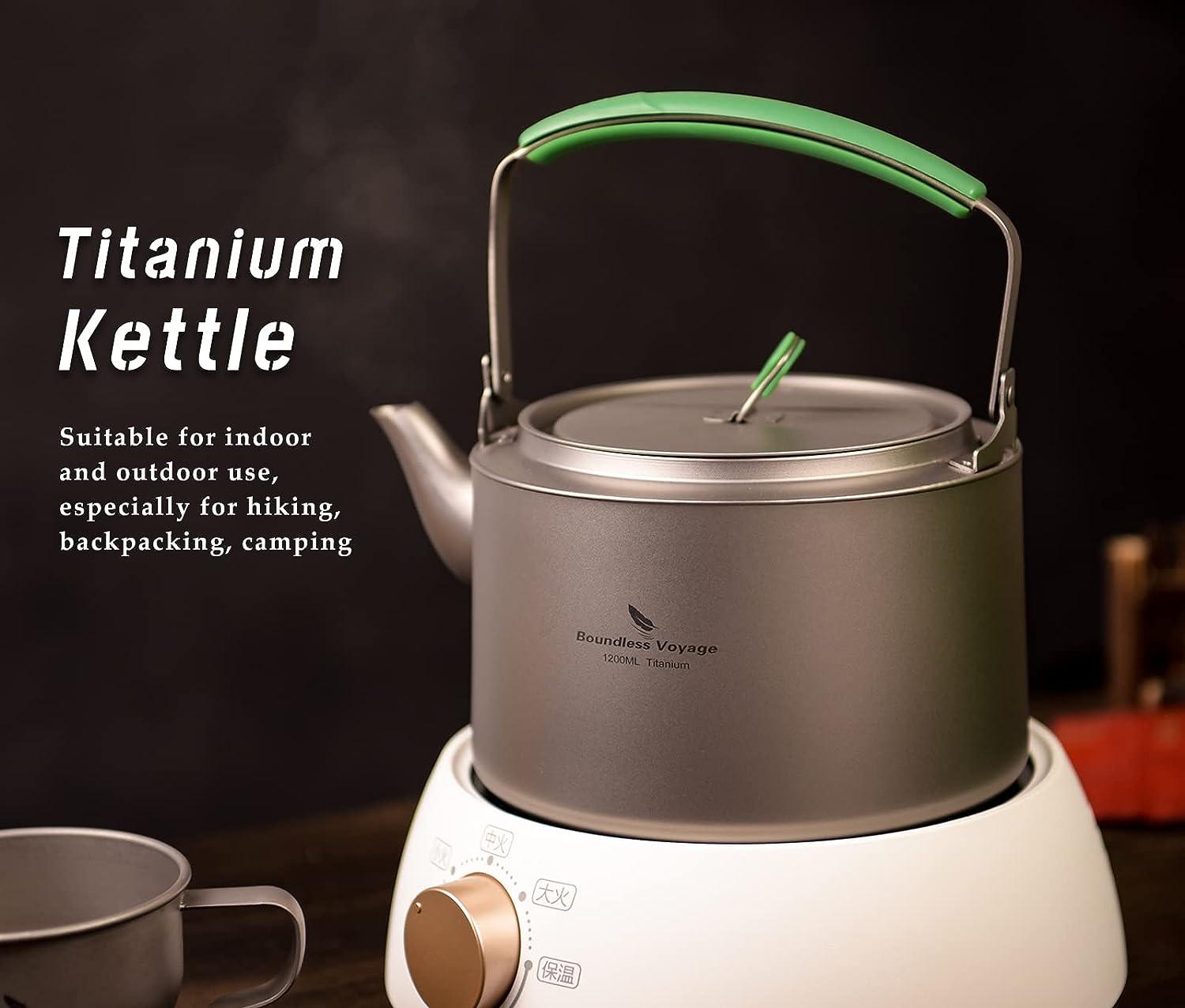 Boundless Voyage Titanium Kettle 1200ml - Folding Handle Filter Teapot ...