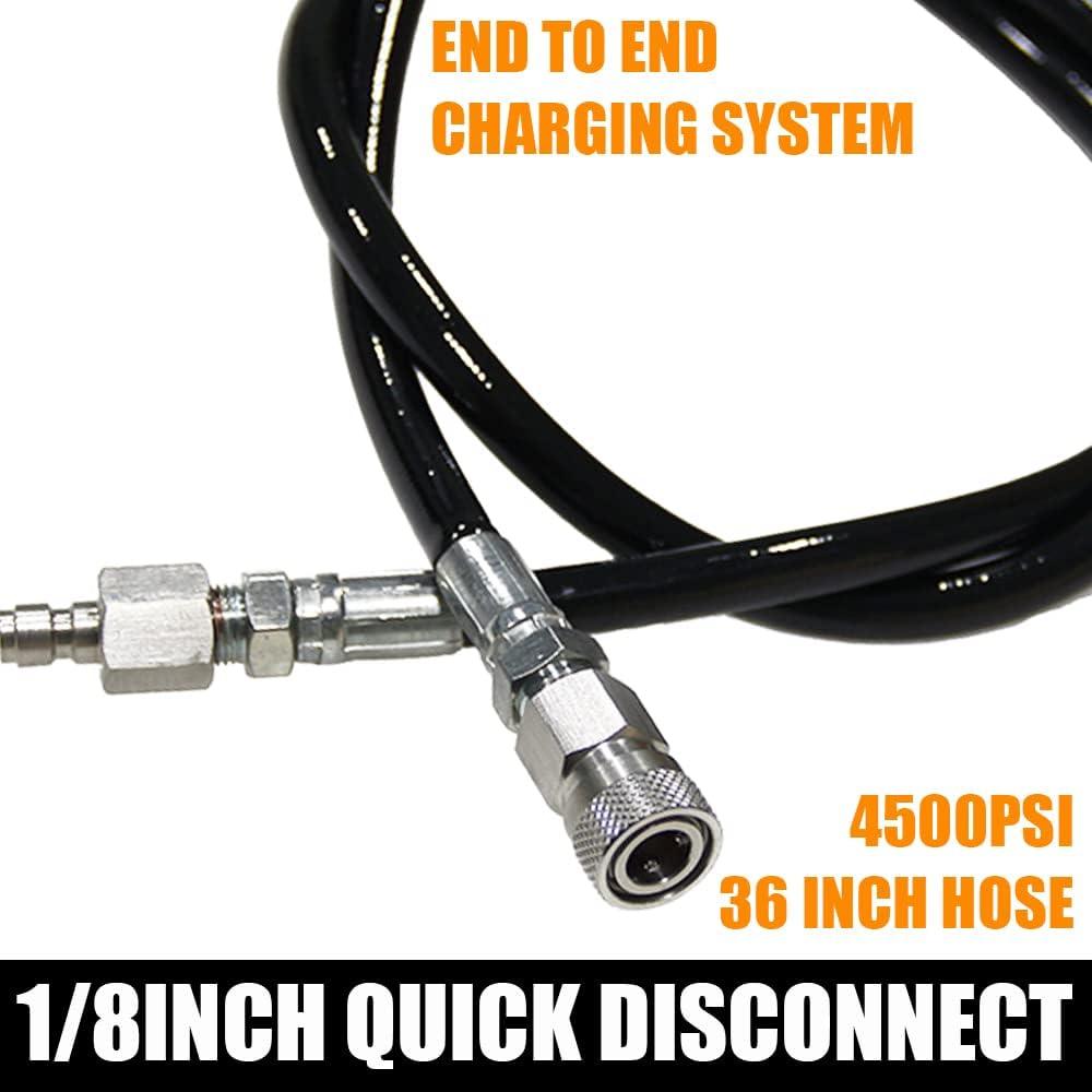 HPDMC PCP Charging Adaptor | 36 Black Hose | SCBA Connector | 1/8 Male ...