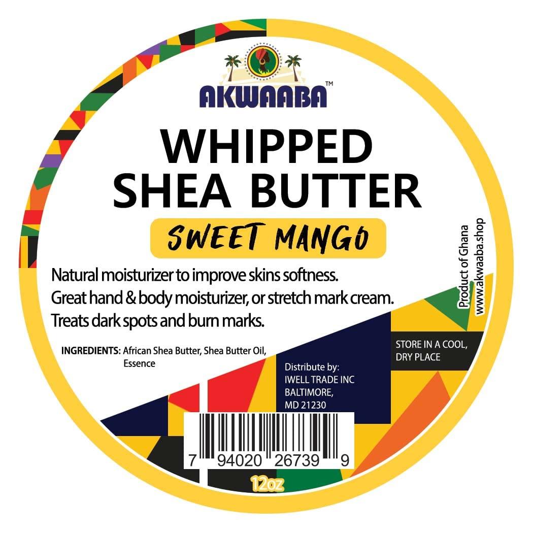 AKWAABA Whipped Shea Butter 12oz - Body & Hair Moisturizer with Raw ...