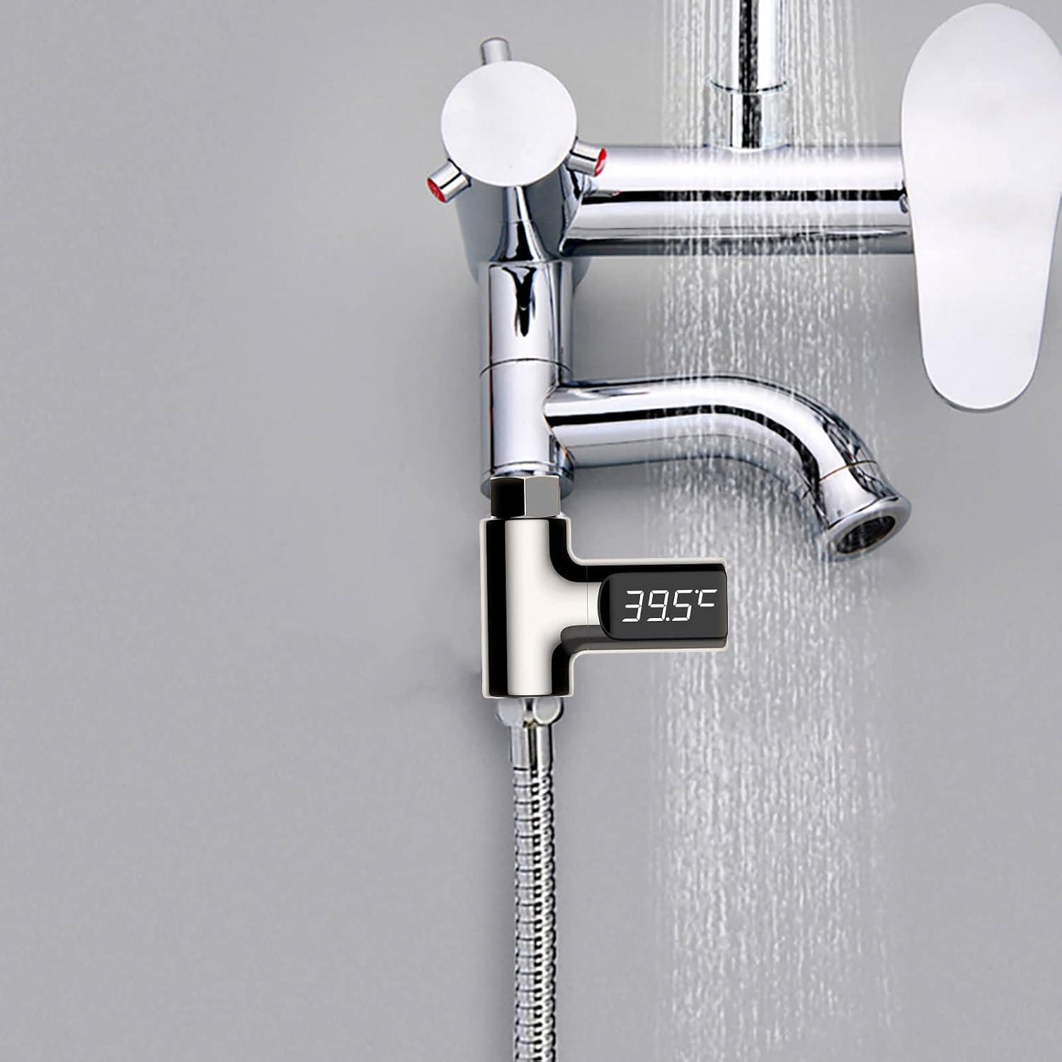 LED Digital Shower Thermometer - Self-Generating No Battery Real-Time ...