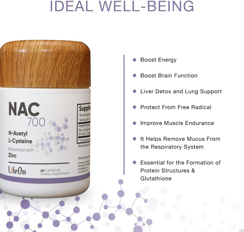 NAC Supplement with Zinc 700mg - Anti Aging & Immunity Support - Liver ...
