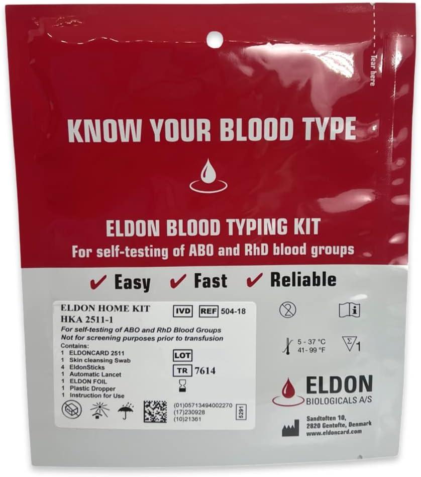 Eldoncard Blood Typing Kit - 3 Tests - Instant Home Testing for A, O, B ...
