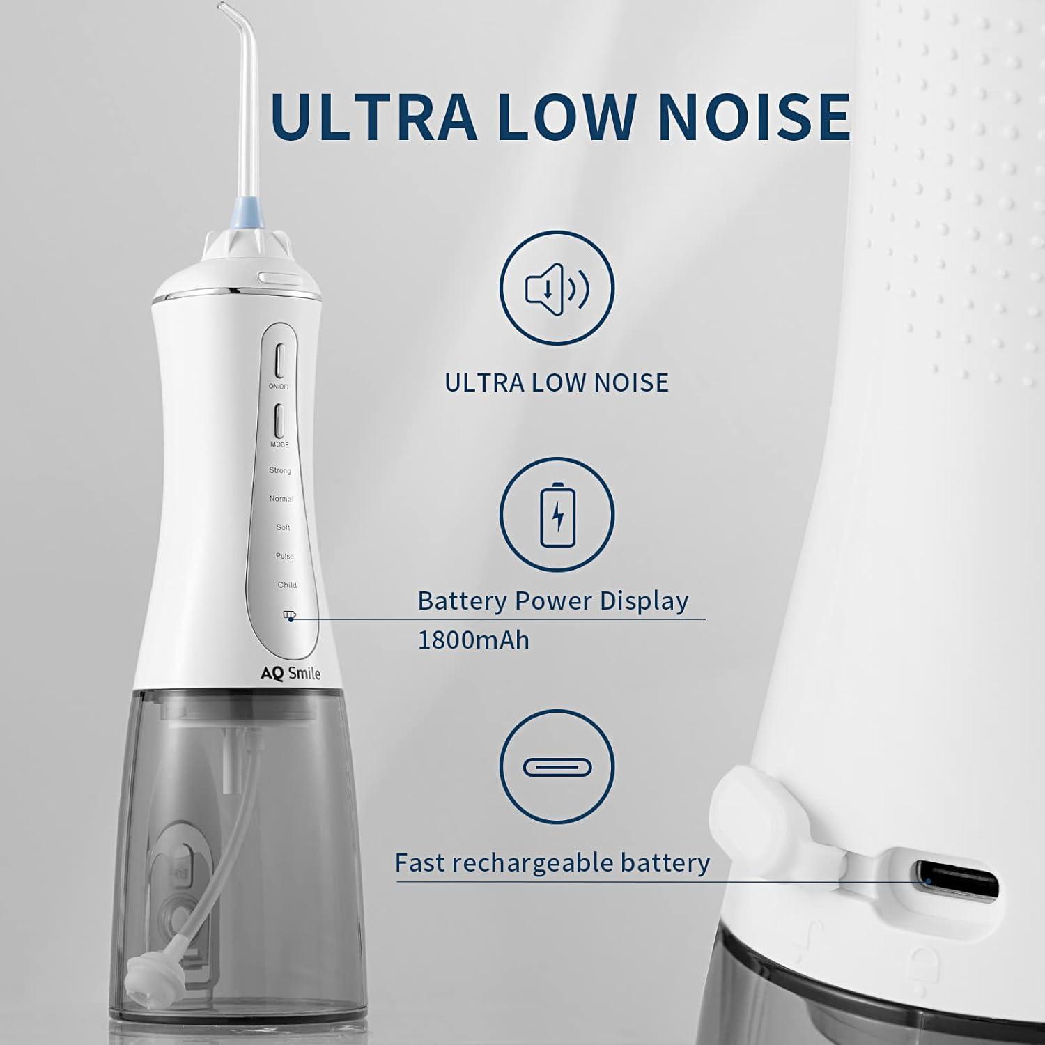 Wireless Tooth Cleaner & Water Flosser - 5 Modes 6 Nozzles USB-C ...
