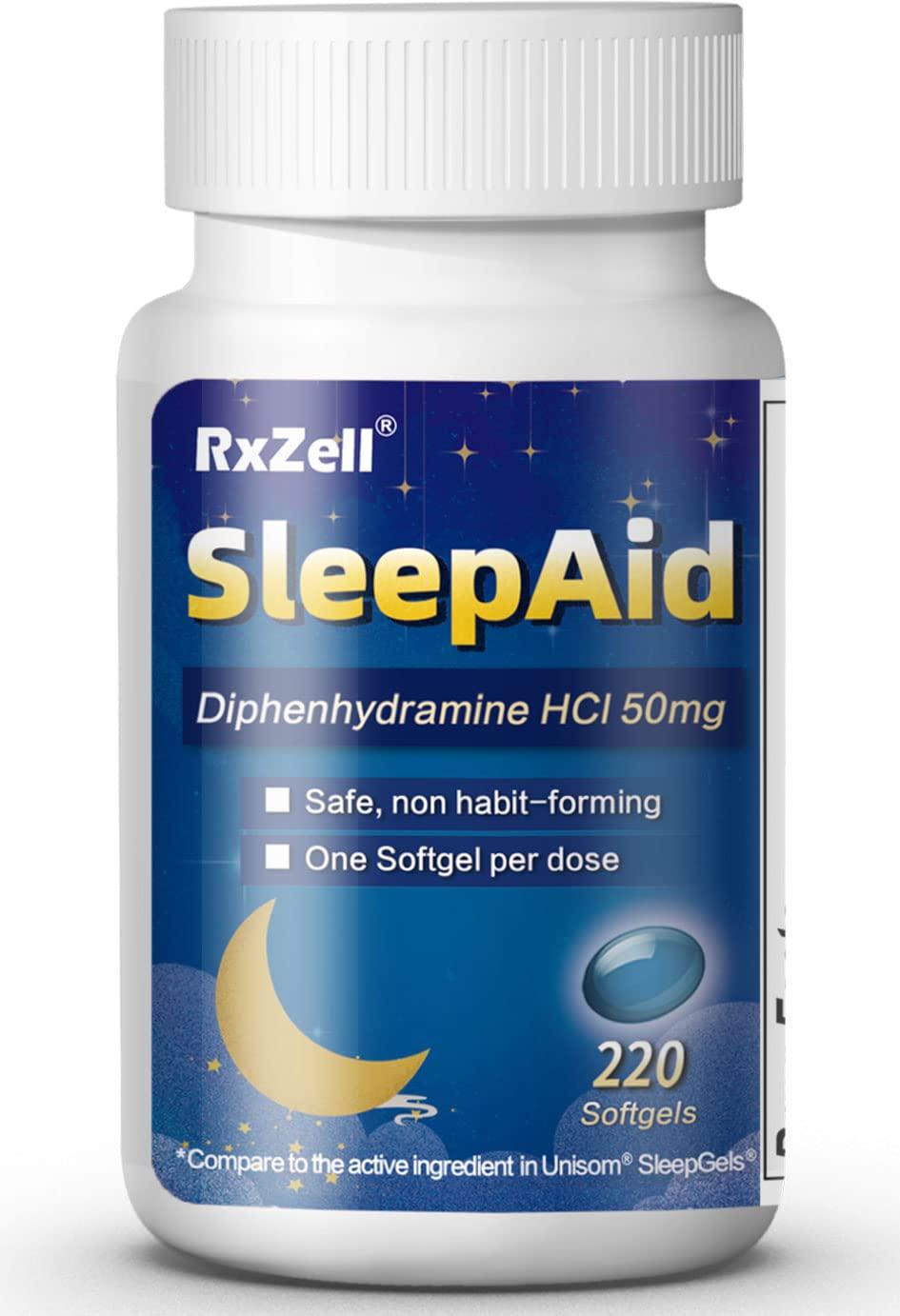 RxZell Sleep Aid 50mg Diphenhydramine HCl Softgels - 220 Count ...