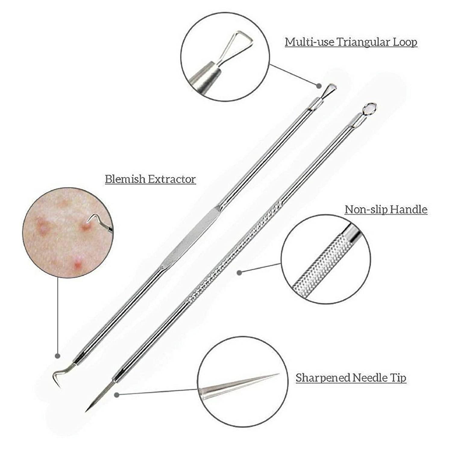 9PCS Blackhead Remover Comedone Extractor Kit with Tweezers and Free ...