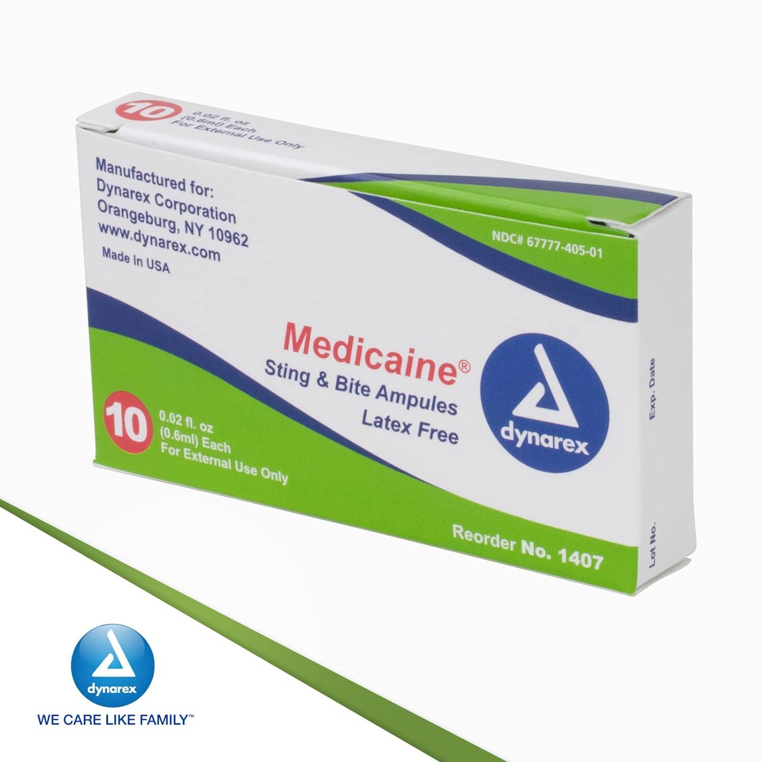 Dynarex Medicaine Sting & Bite Ampules - Bug Bite Itch Relief with 20% ...