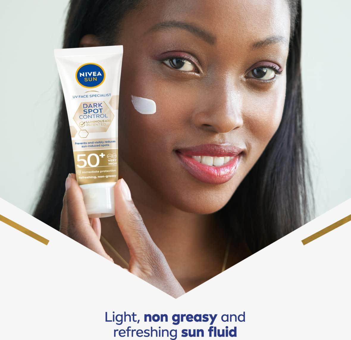 NIVEA Sun UV Face Specialist Dark Spot Control Sun Fluid SPF 50+ (40ml) with Luminous 630 ...