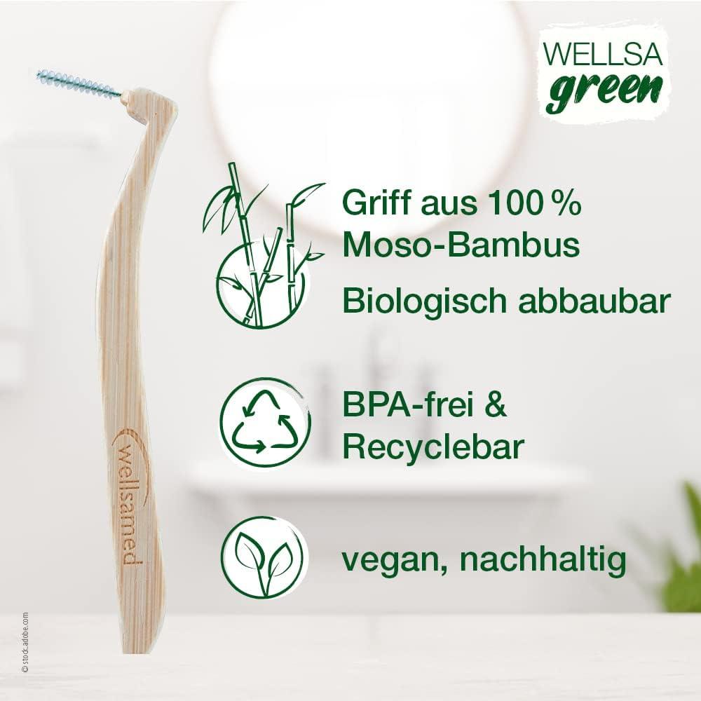 Wellsamed Wellsagreen 5-Pack Bamboo Interdental Brushes L-Shape (XXS) | Eco-Friendly Dental Care ...