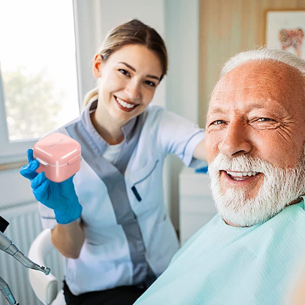 Denture Box Dental Bath with Strainer Portable False Teeth Storage ...