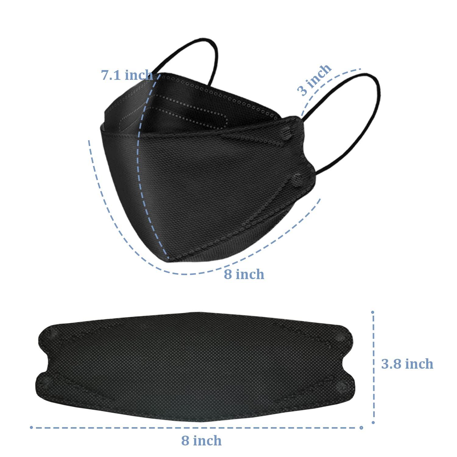 50Pcs Black KF94 Disposable Face Masks - 4-Layer Safety Face Mask, 50 ...