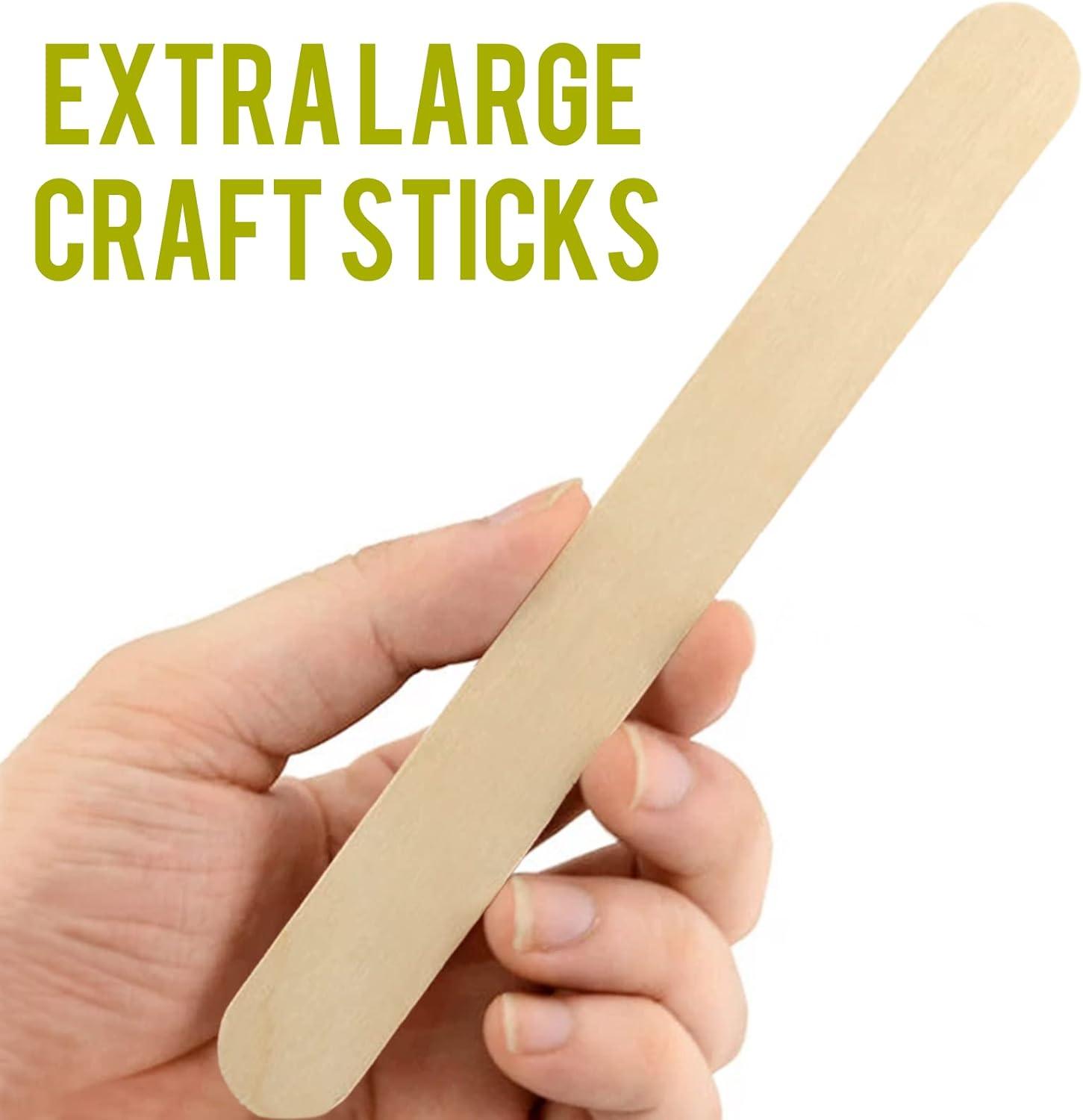 WISYOK 8'' Jumbo Craft Sticks 60pcs - Natural Premium Wood - Multi-Use Tongue Depressors, Plant ...
