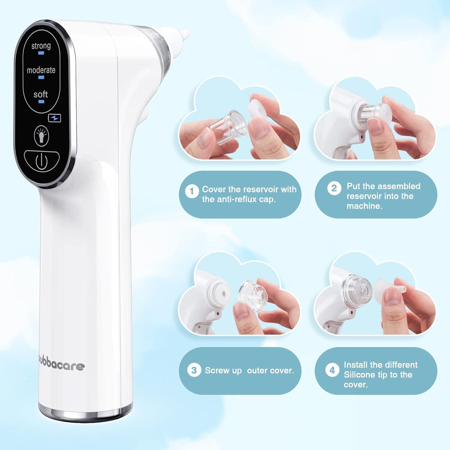 Electric Baby Nasal Aspirator & Ear Wax Remover - Rechargeable & Gentle ...