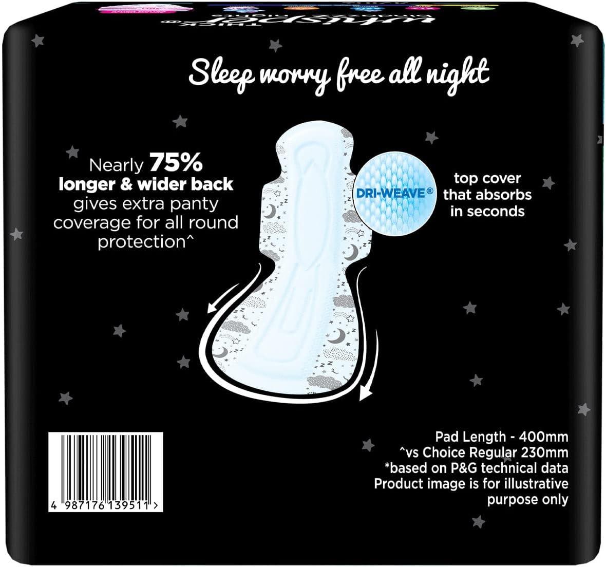 Whisper Ultra Night Sanitary Pads XXXL - 20 Napkins | Super Absorbent ...