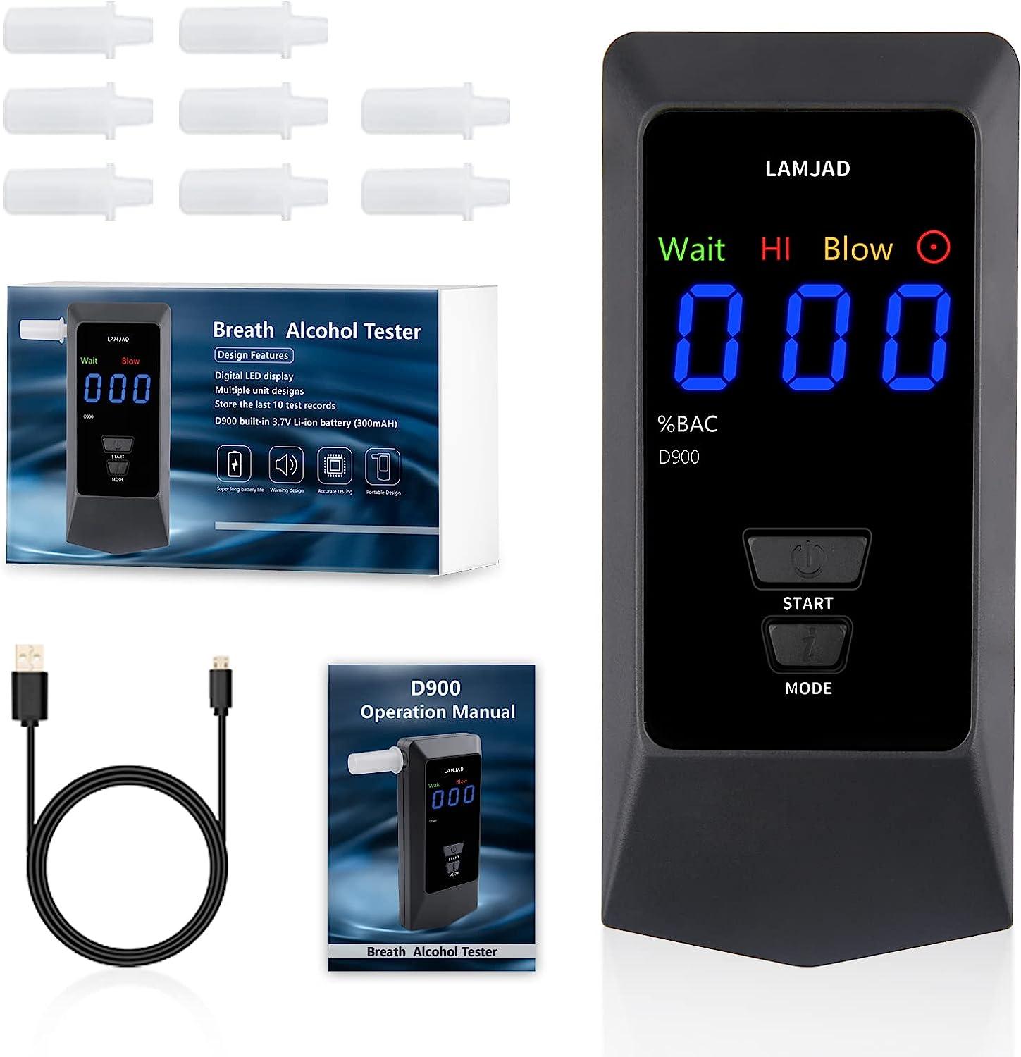 LAMJAD Breathalyzer D900 Digital LED Screen USB Charger Professional ...