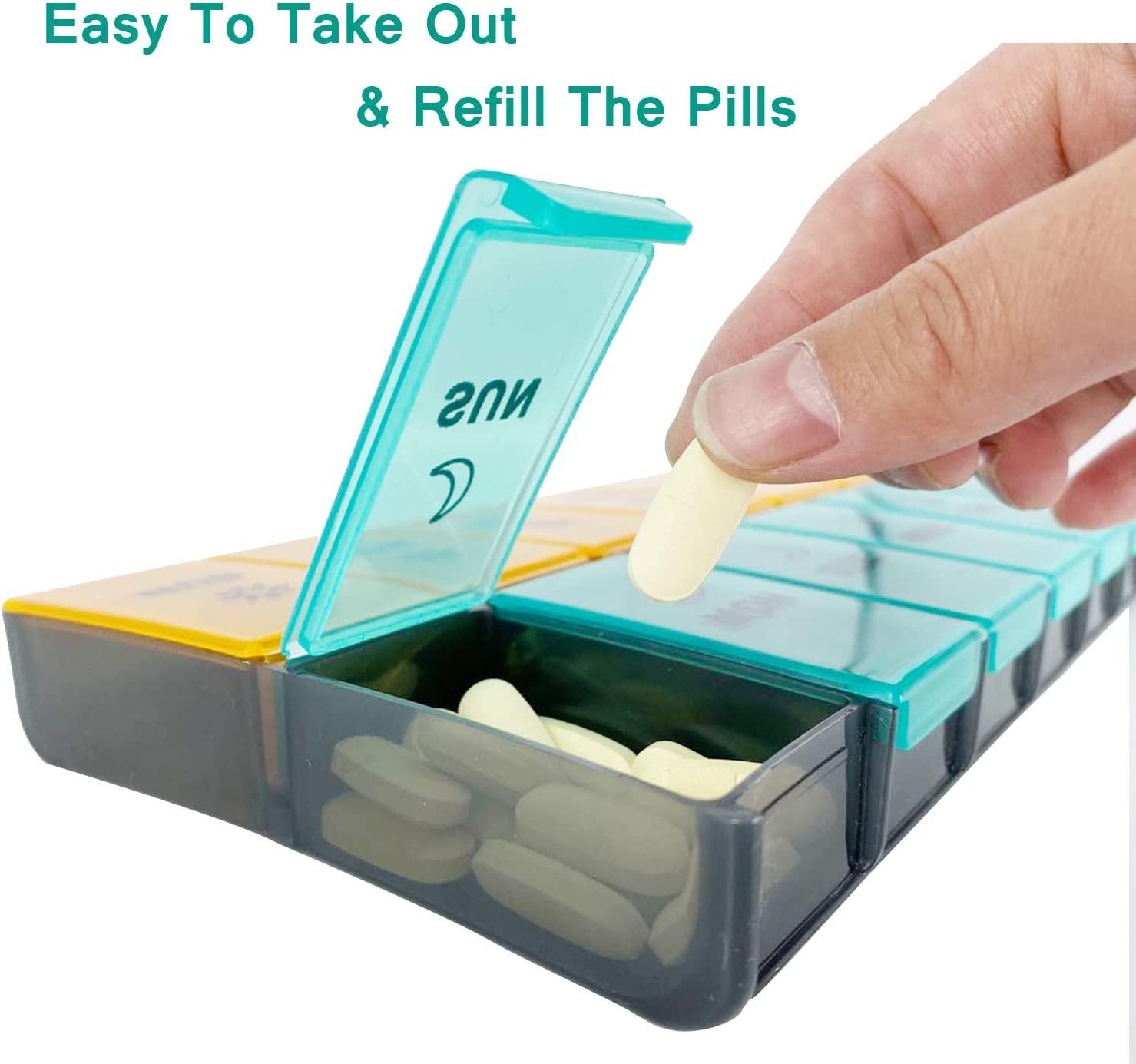 Mossime XL Daily Pill Organizer - 2 Times a Day, 7 Day AM PM Weekly ...