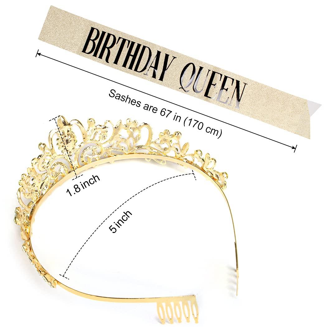Birthday Queen Sash & Rhinestone Tiara Set - Silver Birthday Decoration ...