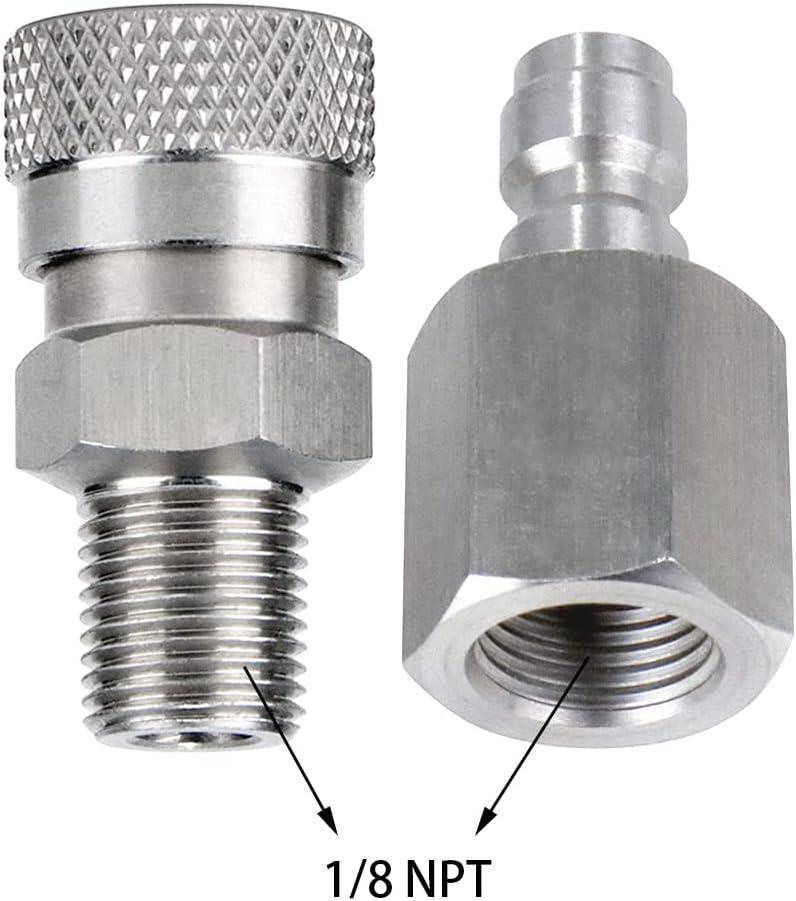 Universal 1/8 inch NPT Female Connector and 8mm Male Plug Fill Nipple Quick-Disconnect Set ...