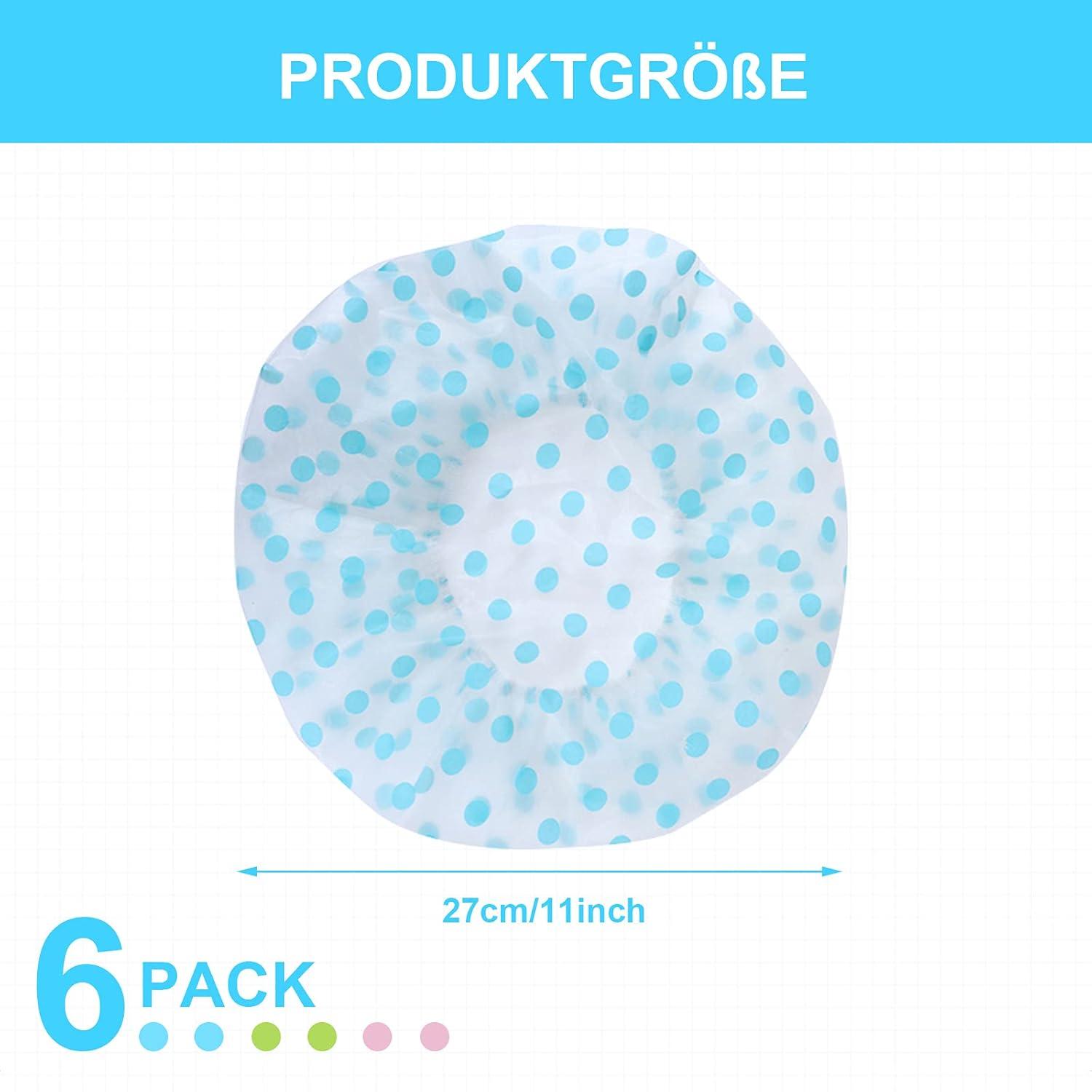 6 Pack Waterproof Shower Hoods for Women - Reusable Plastic Shower Caps ...