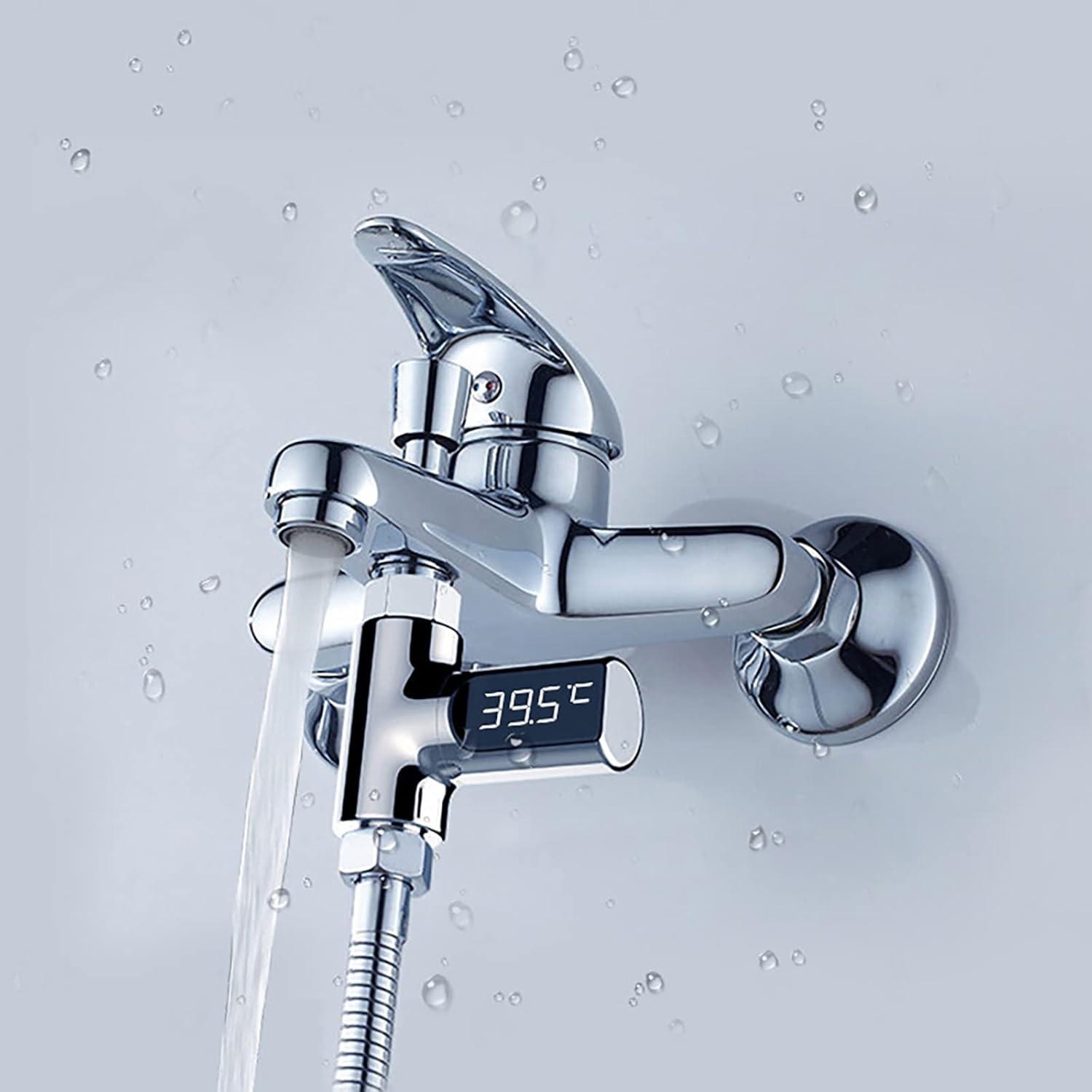 LED Digital Shower Thermometer - Self-Generating No Battery Real-Time ...