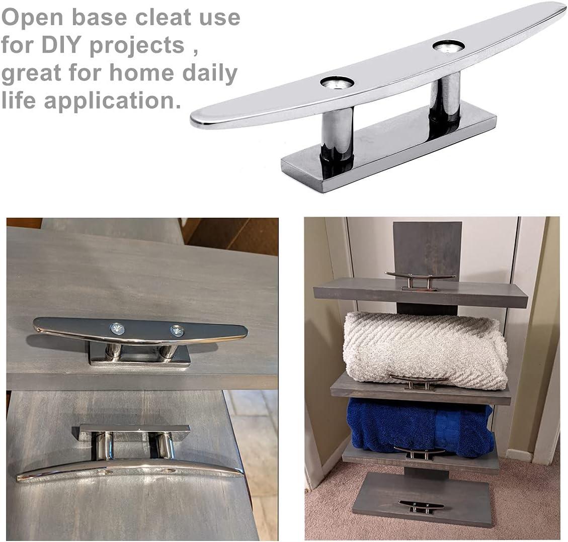 6 Inch Stainless Steel Boat Cleats - Pack of 2 | Flat Top Open Base ...