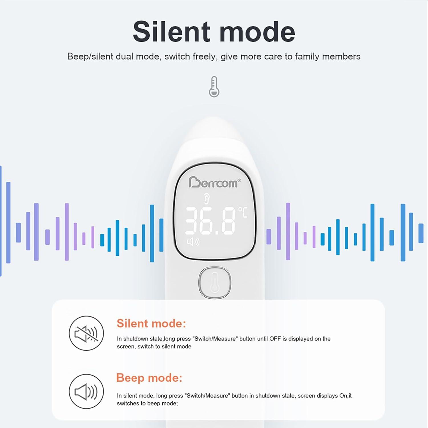 Berrcom Digital Thermometer - Non Contact Infrared for Adults & Kids ...