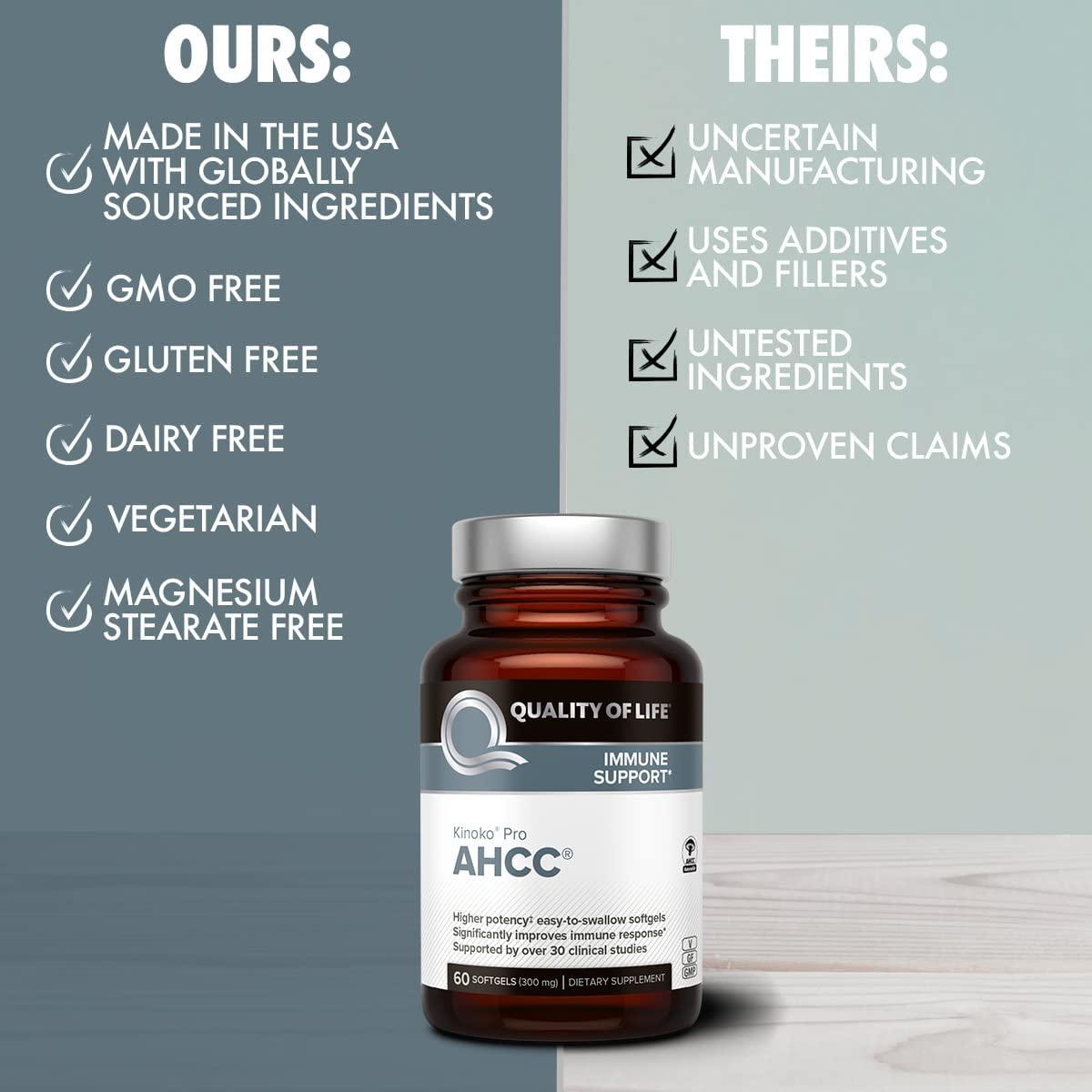 AHCC RX 300 mg - Quality of Life Labs - 60 Softgels for Immune Support ...
