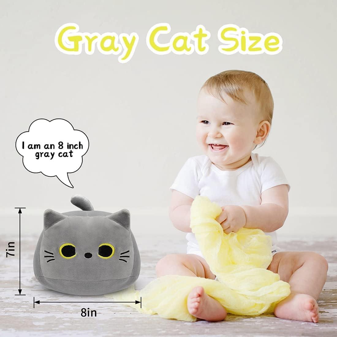 DNFASCHI Gray Cat Plush Toy Soft Cat Stuffed Animal Cat Plushie for ...