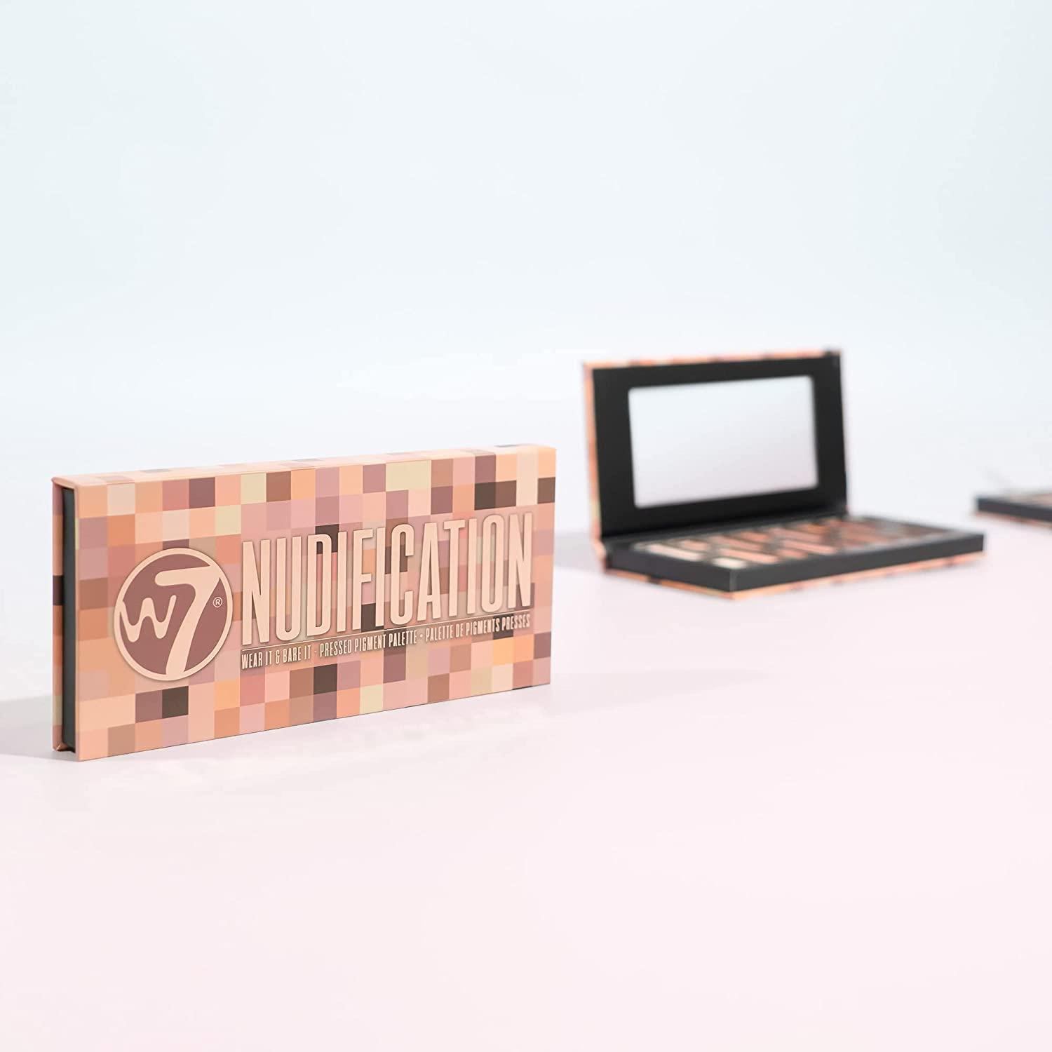 W7 Nudification Pressed Pigment Palette - 16 Nude Colors for Flawless ...